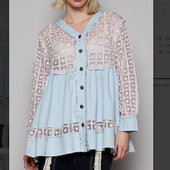 POL | Tops | Pol Light Wash Semi Sheer Button Down Long Sleeve Denim ...
